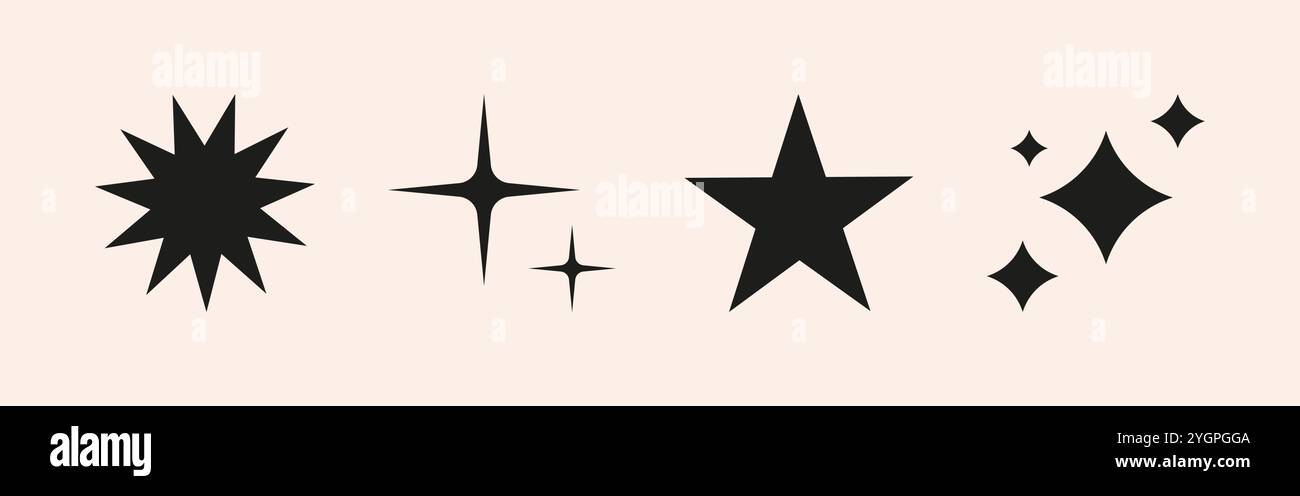 Set of burst sparkle, star, sun shape. Abstract explosion, glowing and ...