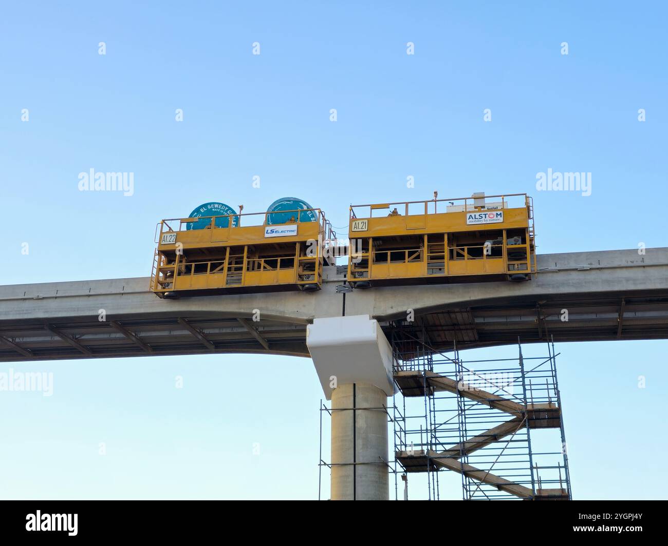 Cairo, Egypt, October 24 2024: construction site of Egypt monorail with ...