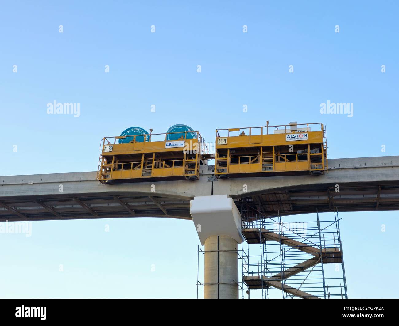 Cairo, Egypt, October 24 2024: construction site of Egypt monorail with ...