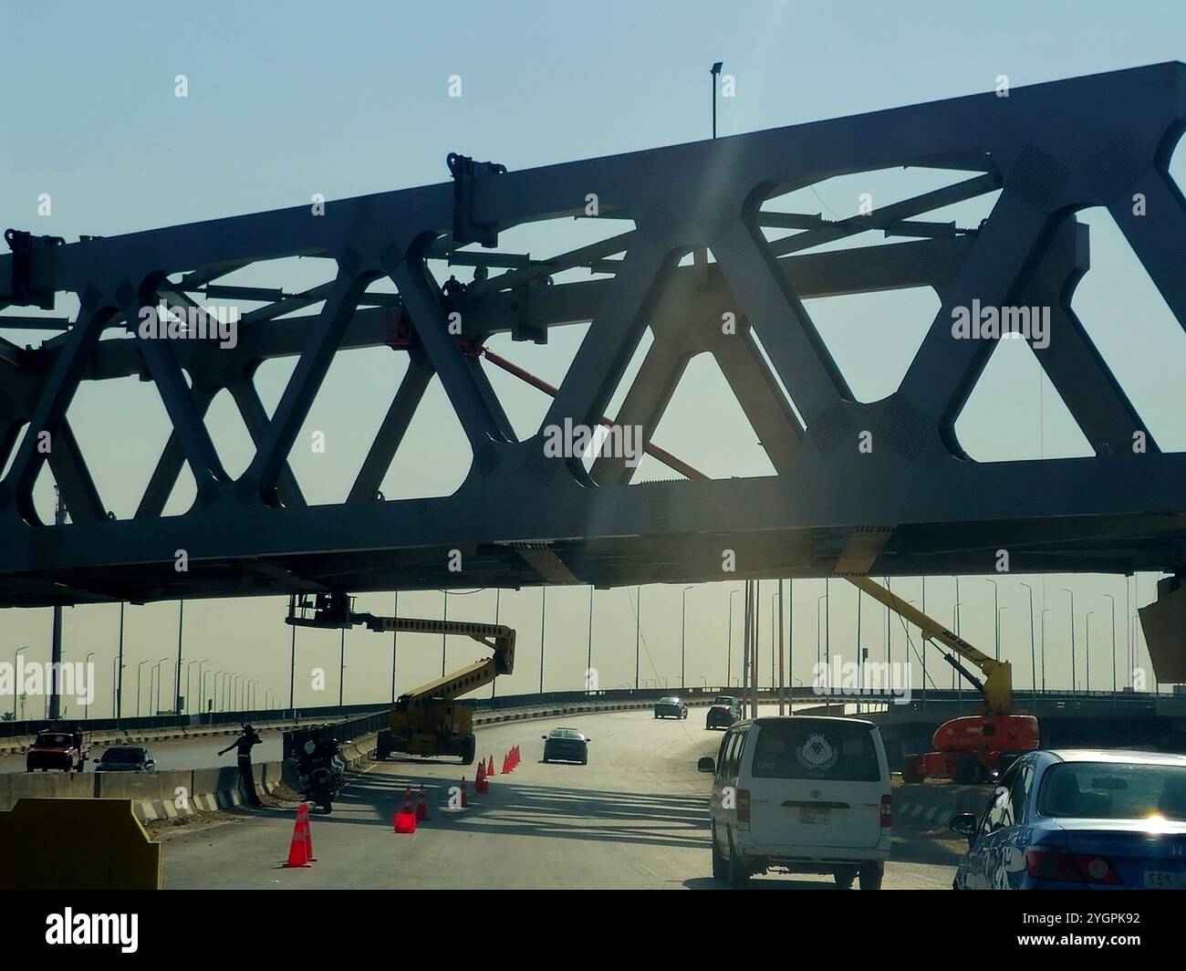 Giza, Egypt, October 25 2024: a steel metal frame at a construction ...