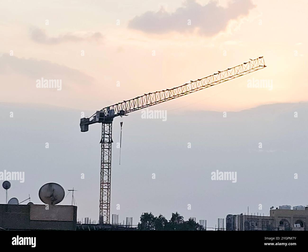 Cairo, Egypt, October 31 2024: A new hospital under construction, scaffoldings, concrete and ...
