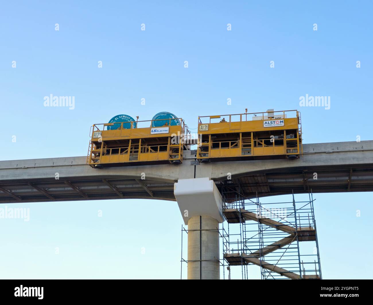 Cairo, Egypt, October 24 2024: construction site of Egypt monorail with ...