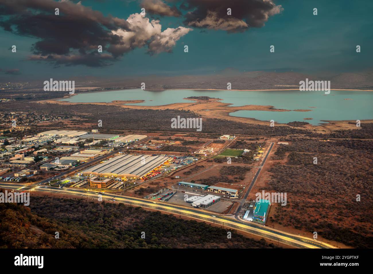 aerial view of Gaborone, capital city, view from Kgale Hill ,Botswana ...