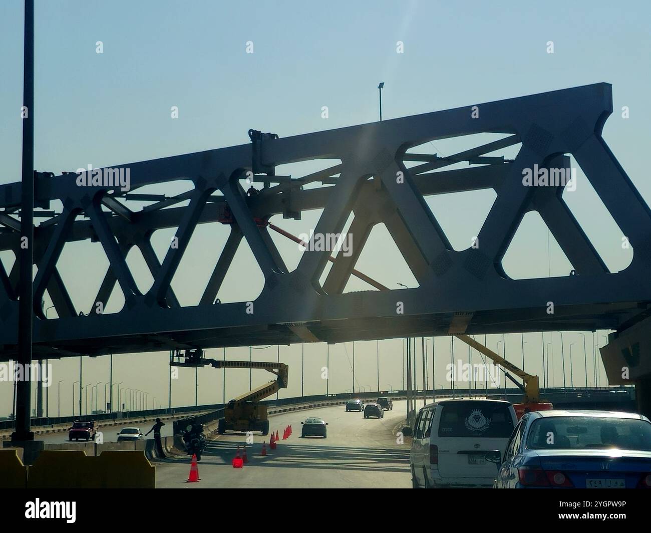 Giza, Egypt, October 25 2024: a steel metal frame at a construction ...