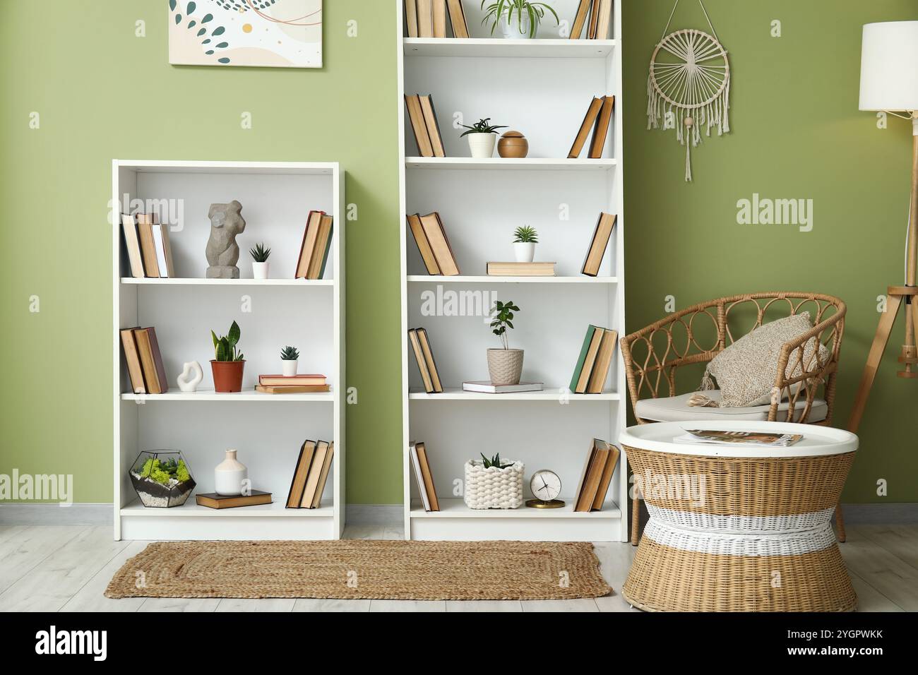 Interior of room with book shelves Stock Photo - Alamy