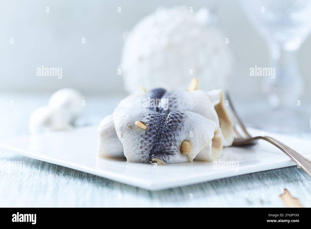 Pickled herring fillets, Rollmops. Traditional Polish Christmas Dinner ...