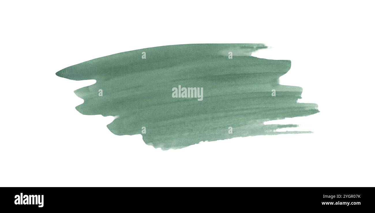 Watercolor abstract dusty green texture stain. Aquarelle brush strokes ...