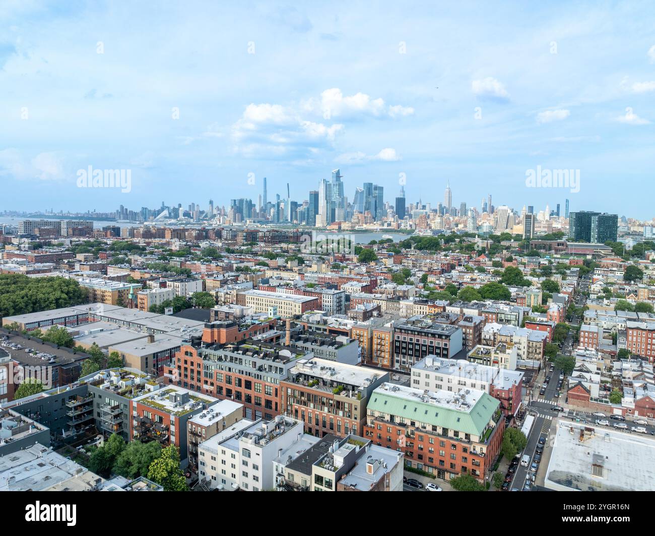 Aerial View of Hoboken and New Jersey Skyline on the background Stock ...