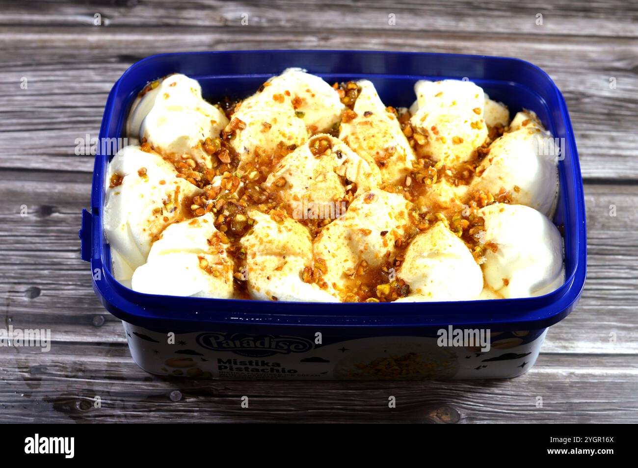 Cairo, Egypt, October 5 2024: Nestle paradise Mistika Mastic Pistachio ...