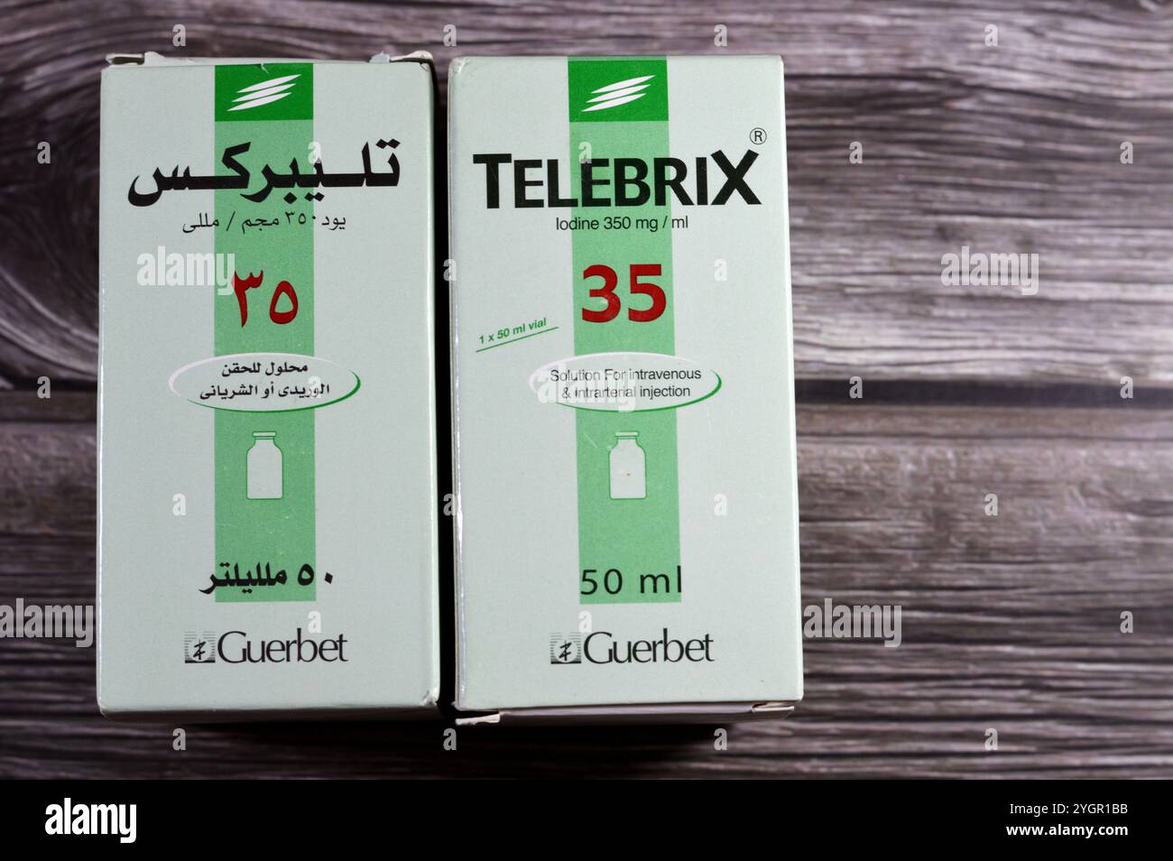 Cairo, Egypt, October 22 2024: Telebrix iodine 350mg per ml Used as a ...