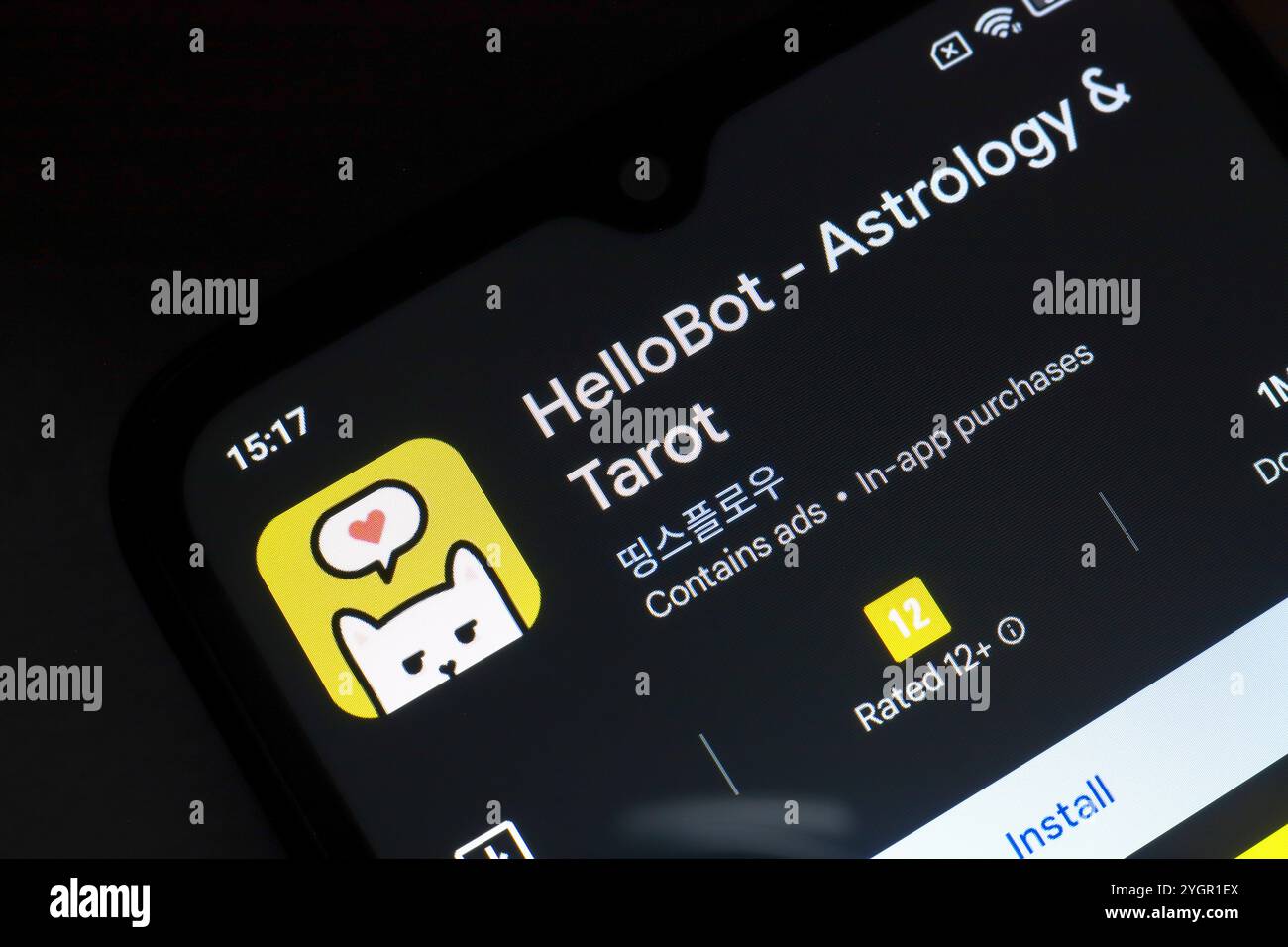 November 8, 2024, Brazil. In this photo illustration, the HelloBot - Astrology & Tarot app logo ...