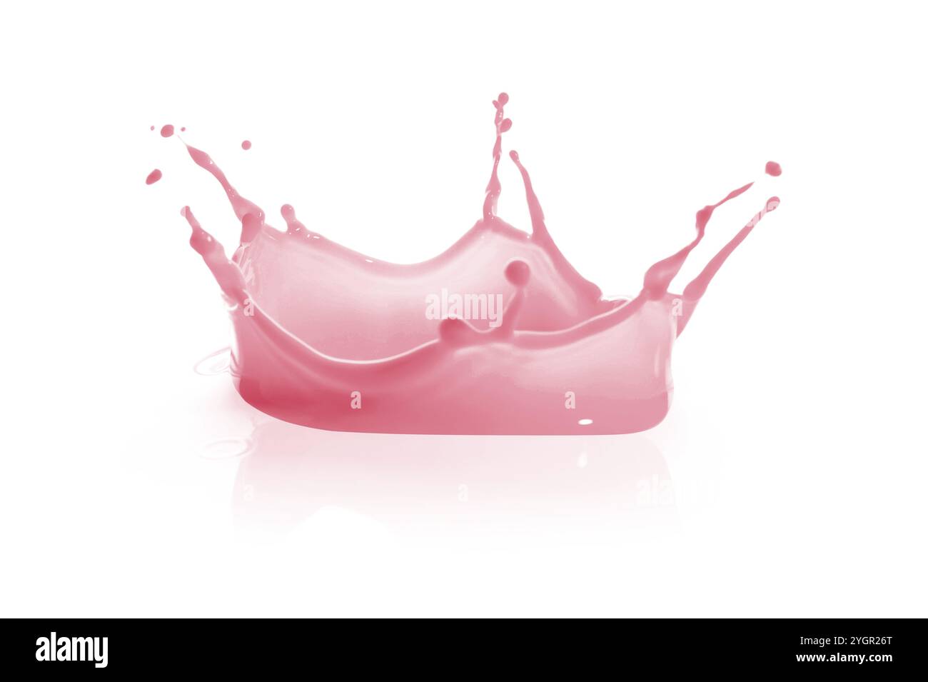 Yummy strawberry milk shake splashing on white background Stock Photo ...