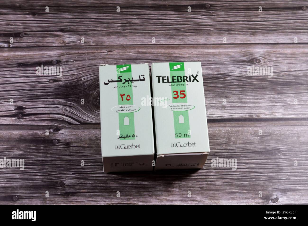 Cairo, Egypt, October 22 2024: Telebrix iodine 350mg per ml Used as a ...