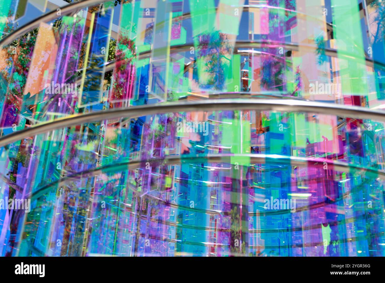 Colorful Glass Installation with Light Reflections – Close-Up Artistic ...