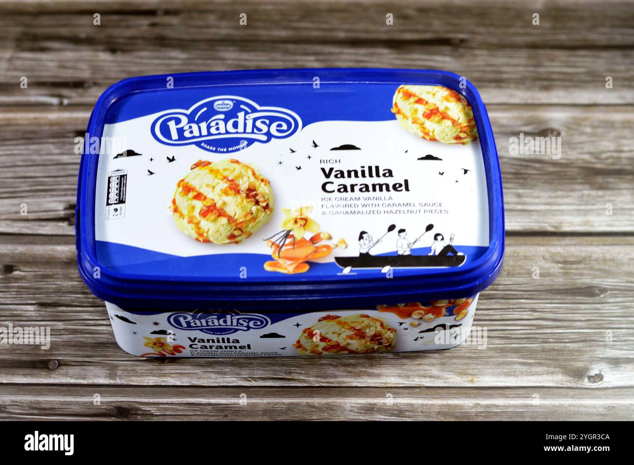 Cairo, Egypt, October 12 2024: Nestle paradise rich vanilla ice cream ...
