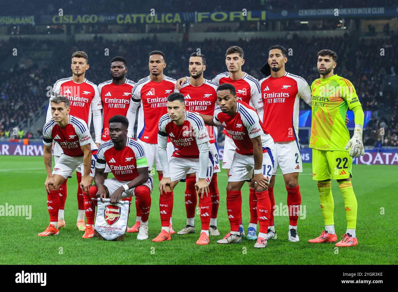 Arsenal FC players line up during UEFA Champions League 2024/25 League ...