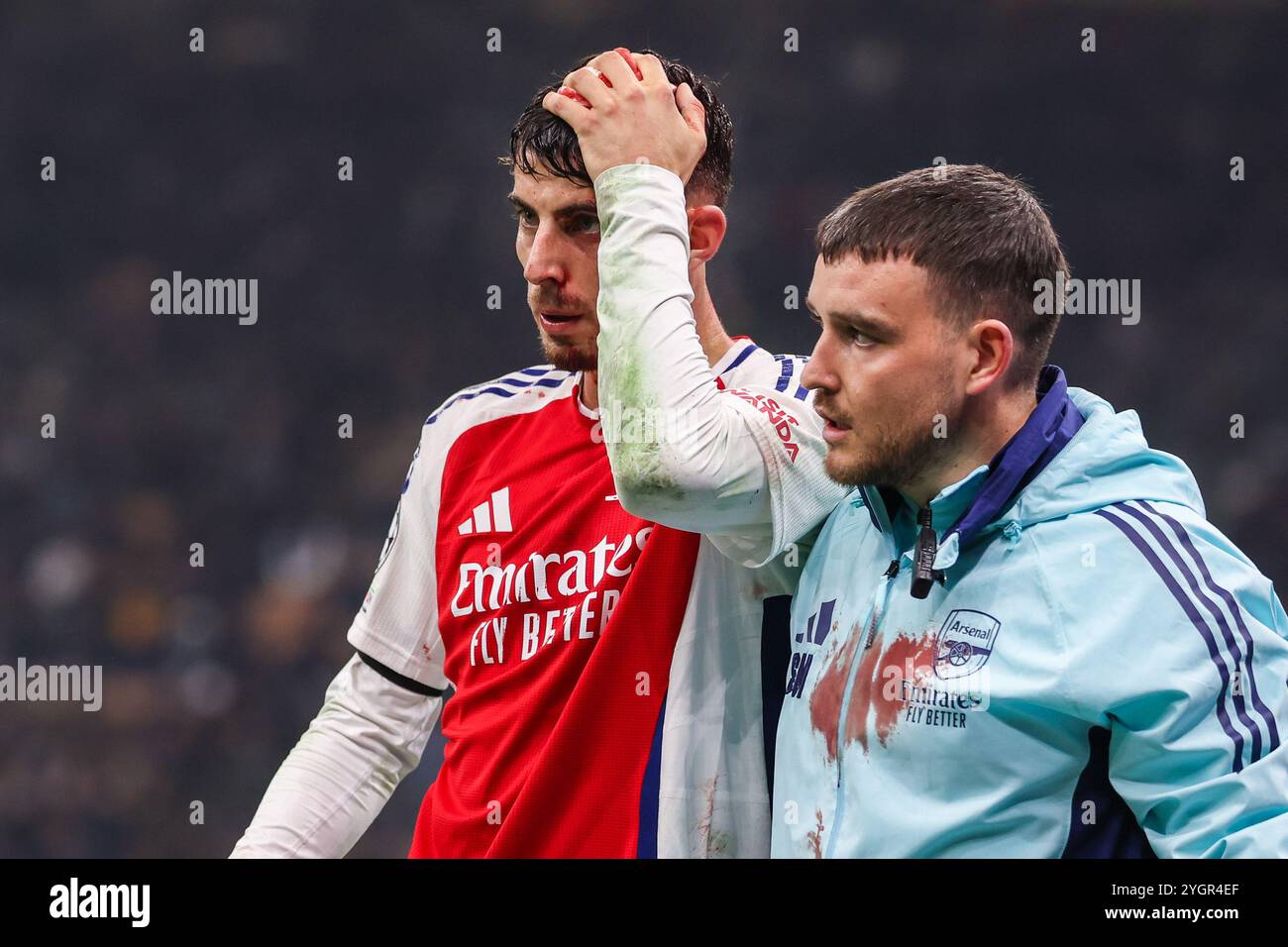 Kai Havertz of Arsenal FC injured during UEFA Champions League 2024/25 ...