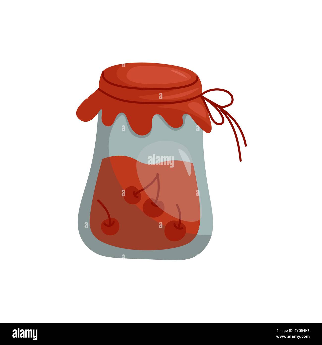 Strawberry jam in glass jar vector flat illustration. Homemade berry ...