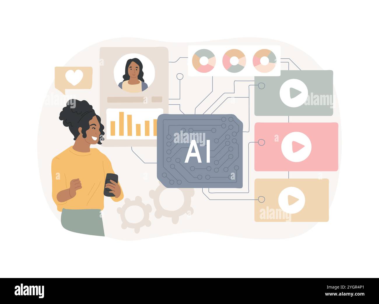 AI-Enhanced Content Recommendation abstract concept vector illustration ...