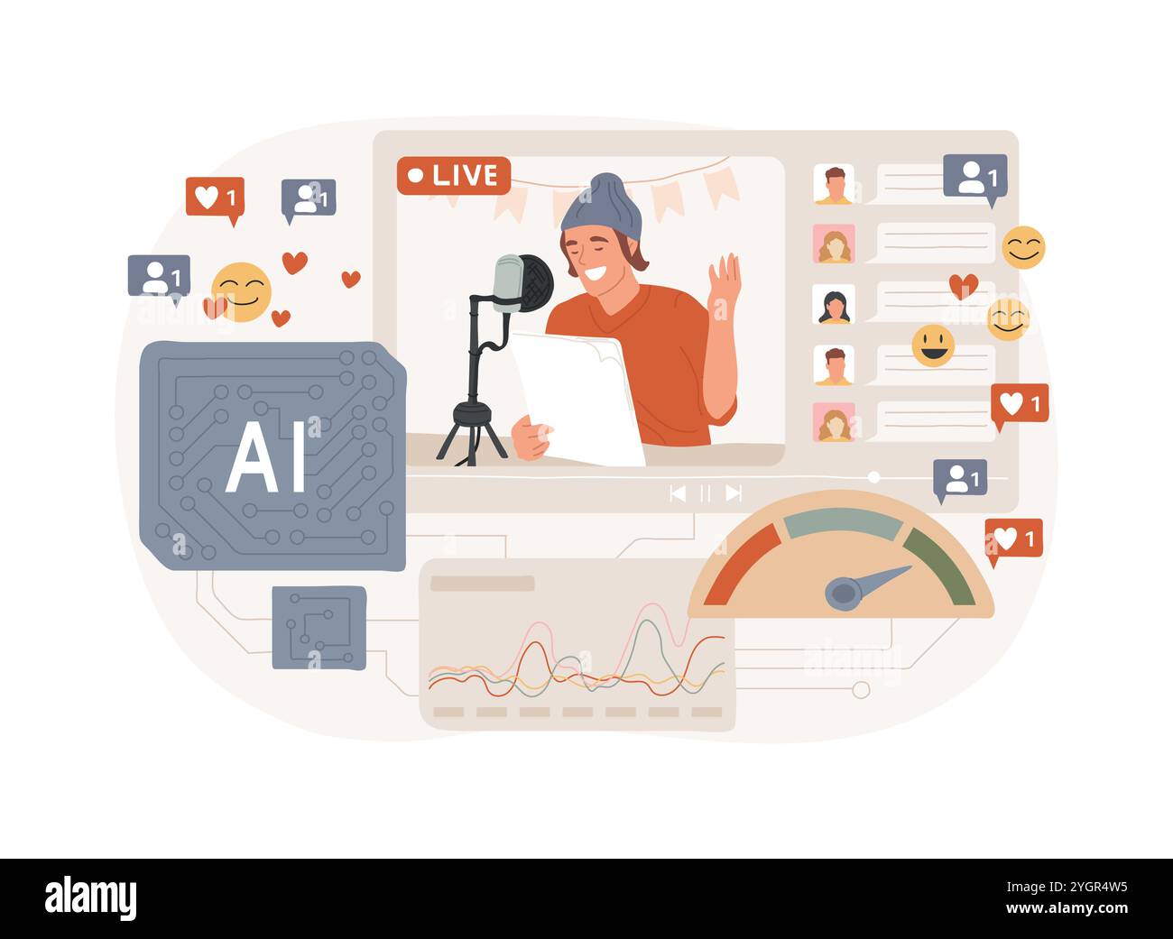 AI-Analyzed Viewer Engagement abstract concept vector illustration ...