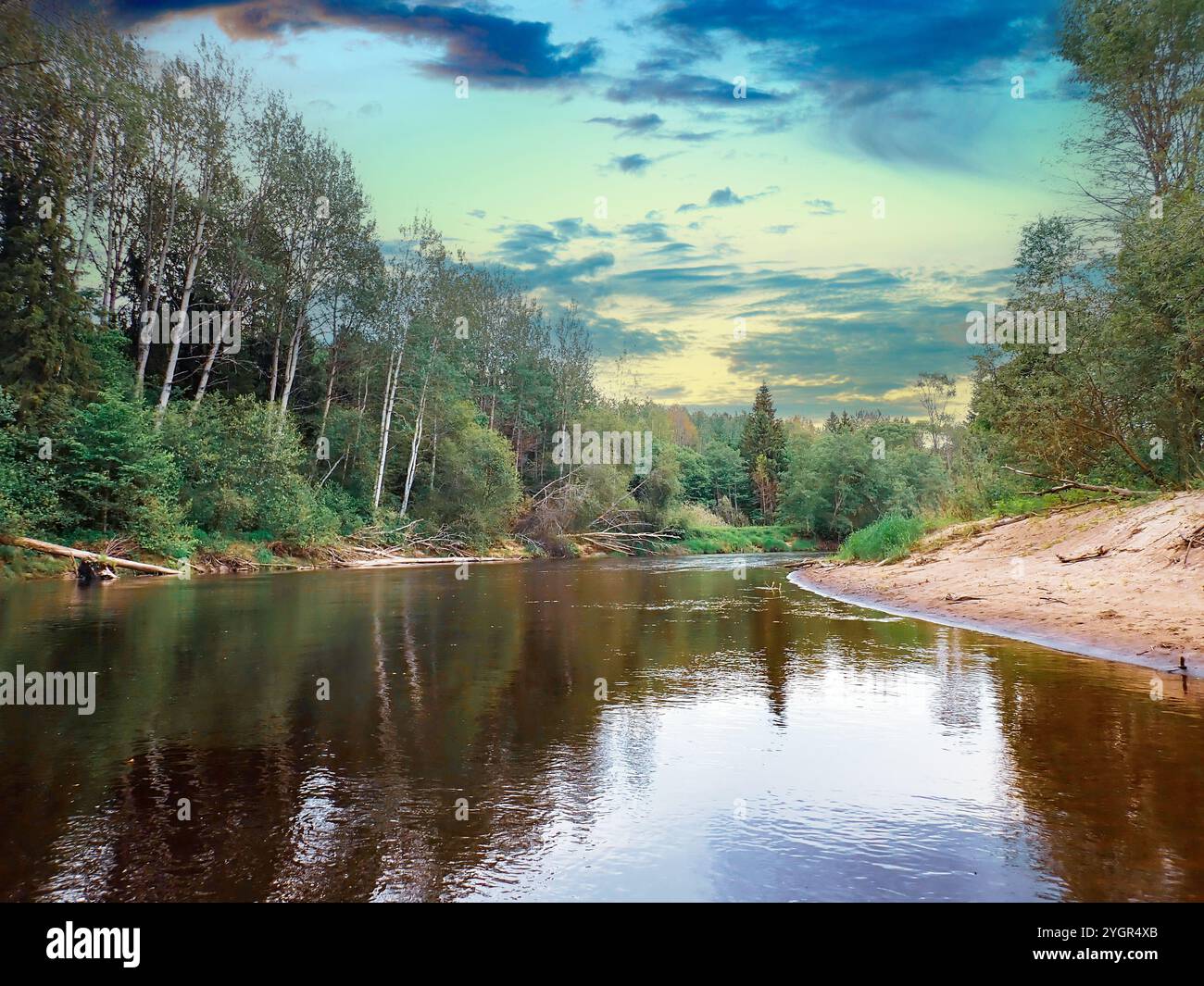 Exploring the Remote Beauty of the Upper Volga River in Russia Stock ...