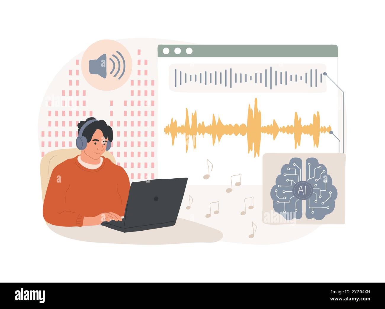 AI-Generated Music Composition abstract concept vector illustration ...