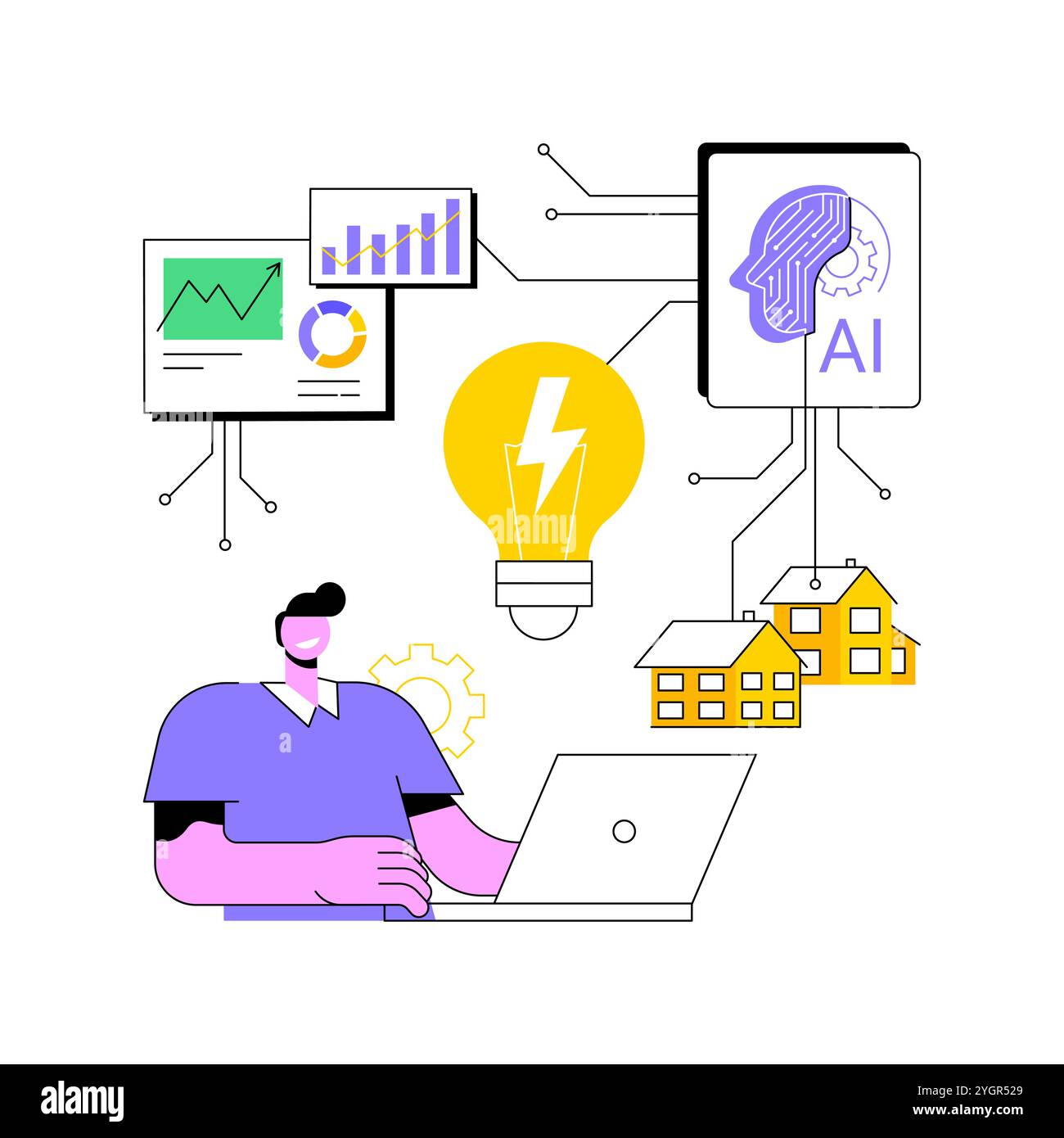 AI-Powered Energy Consumption Analysis abstract concept vector ...