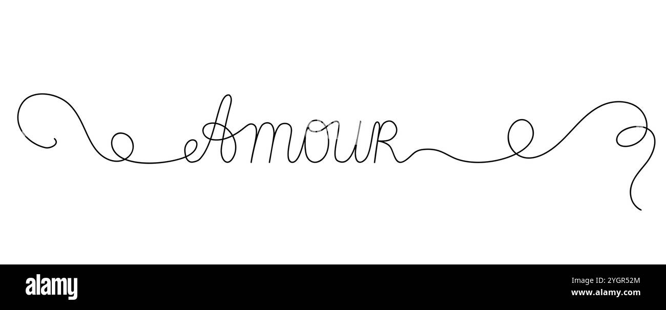 Amour French word translated Love, sweetheart hand written lettering ...