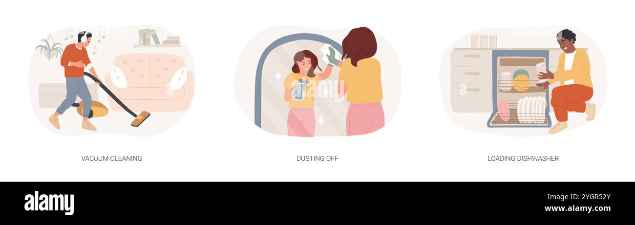 Cleaning day isolated cartoon vector illustrations se Stock Vector ...