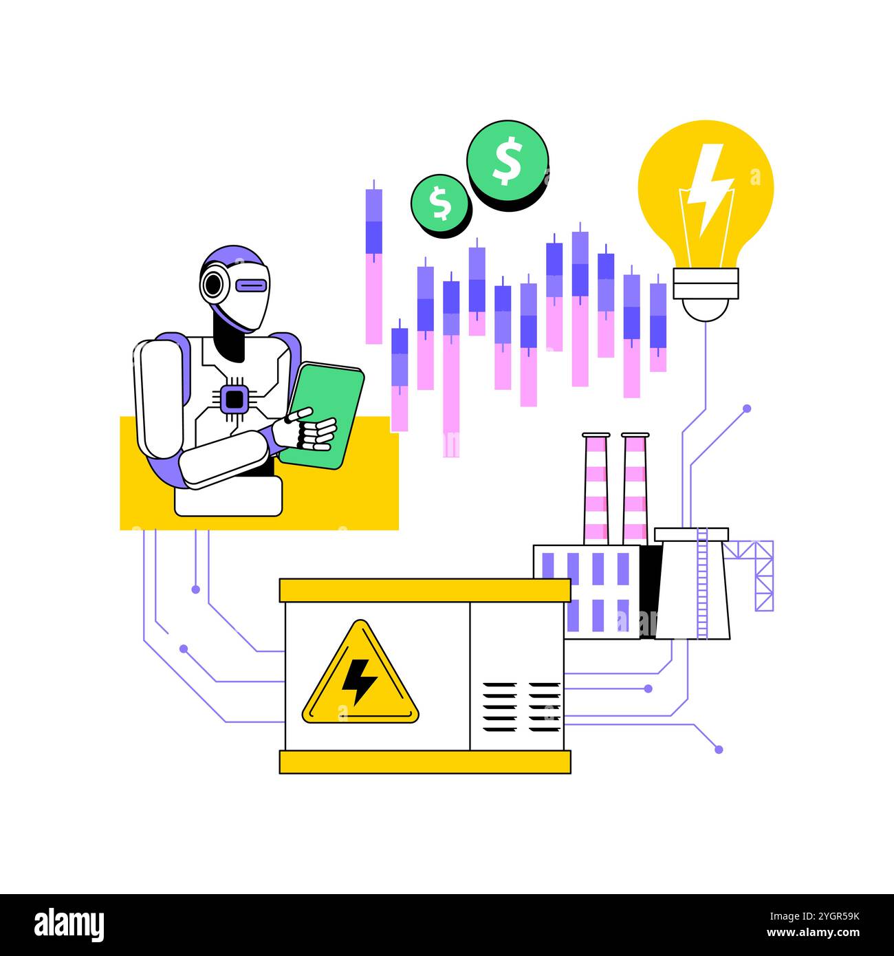 AI-Streamlined Energy Trading abstract concept vector illustration ...