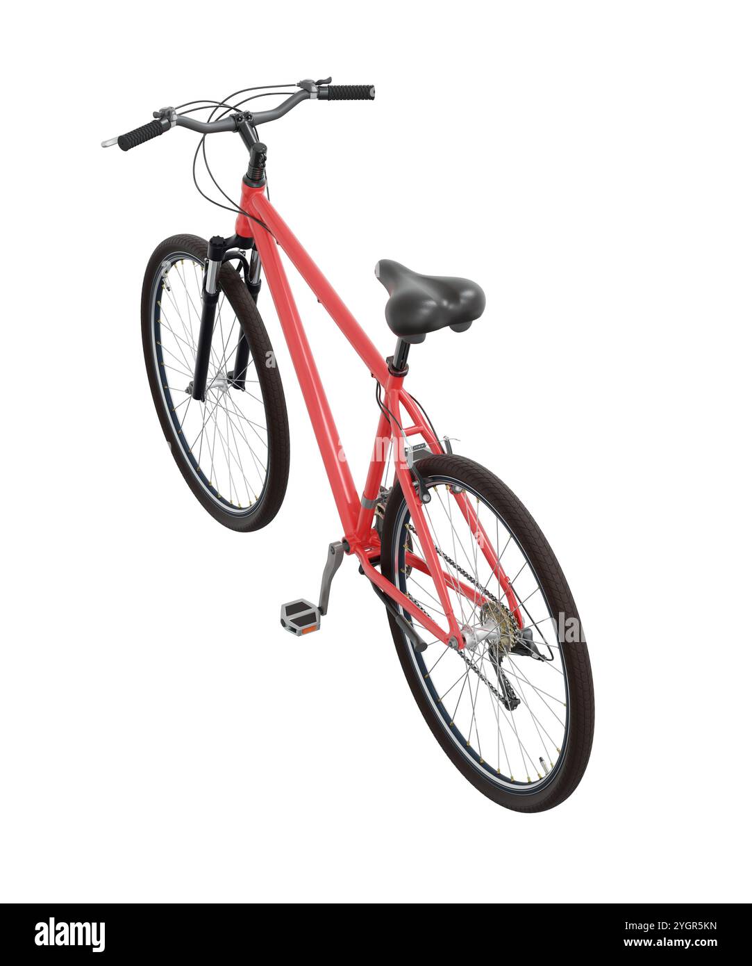 Red bicycle, side top view isolated on white background, 3D ...