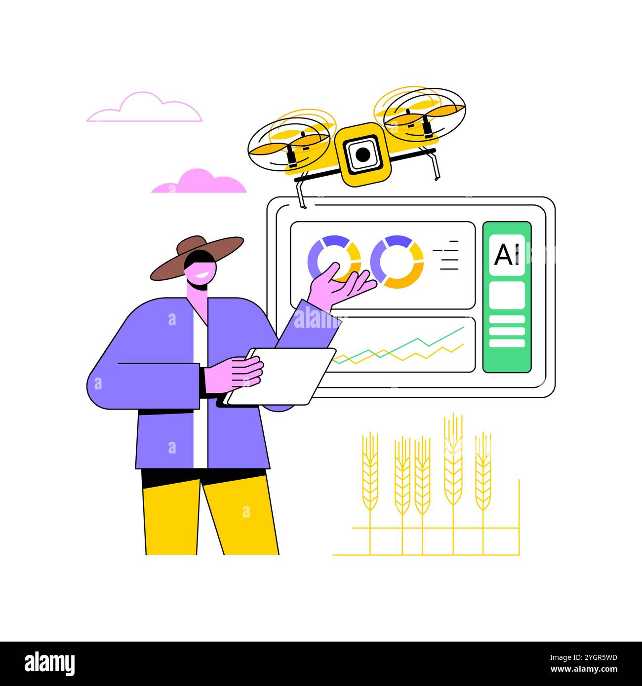 AI-Enhanced Crop Monitoring abstract concept vector illustration Stock ... AI-Enhanced Crop Monitoring abstract concept vector illustration Stock ...