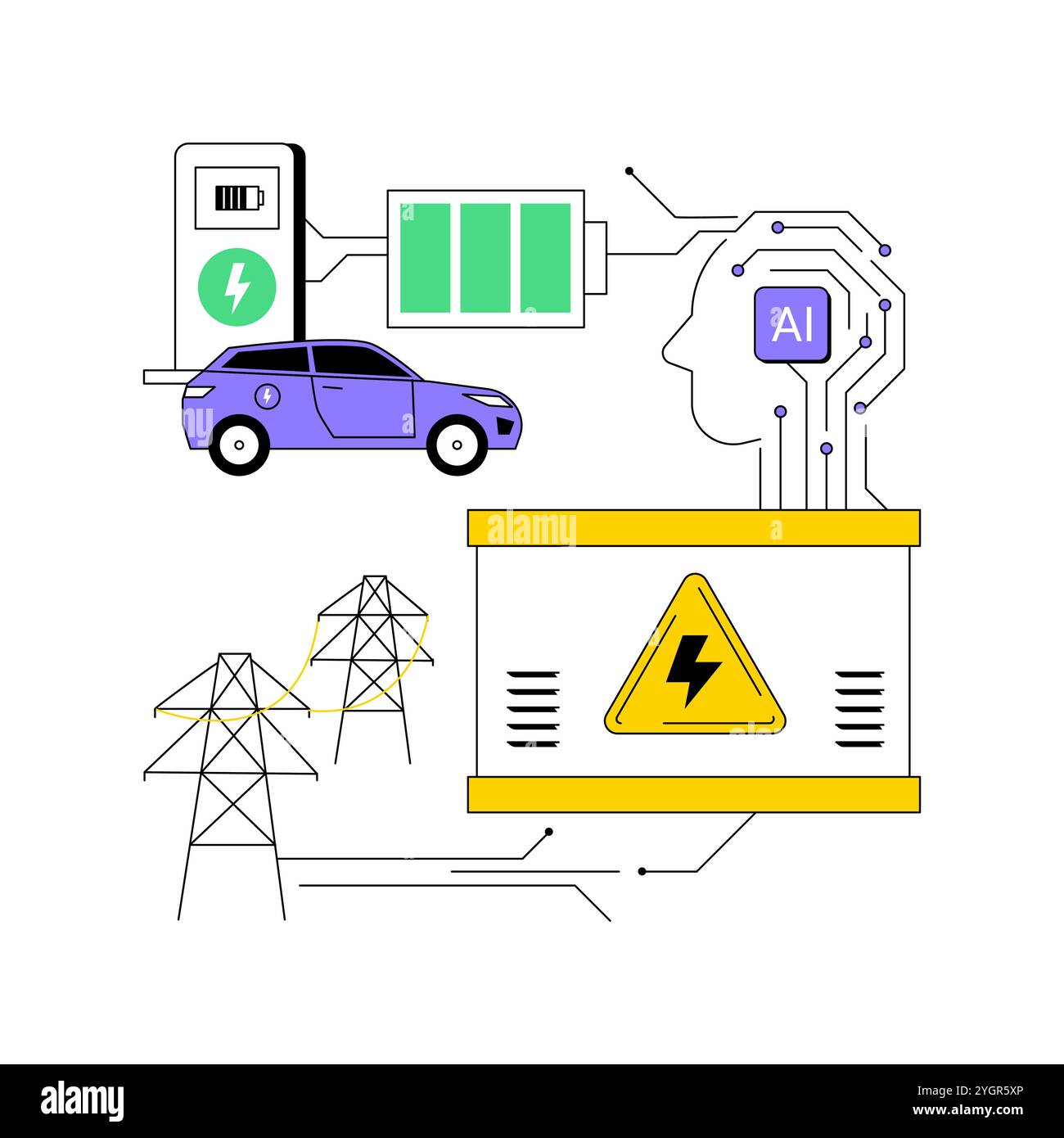 AI-Enhanced Energy Storage Solutions abstract concept vector ...