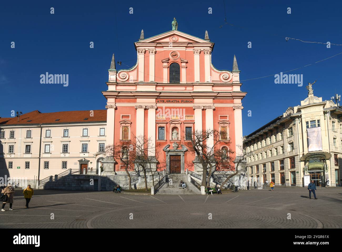 Ljubljana: Preseren square (Preseren trg), with Franciscan Church of ...
