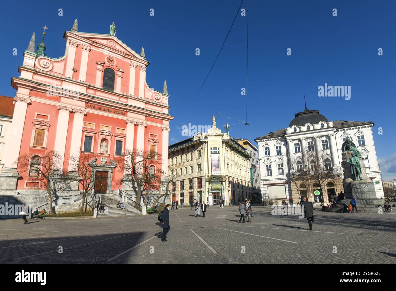 Ljubljana: Preseren square (Preseren trg), with Franciscan Church of ...