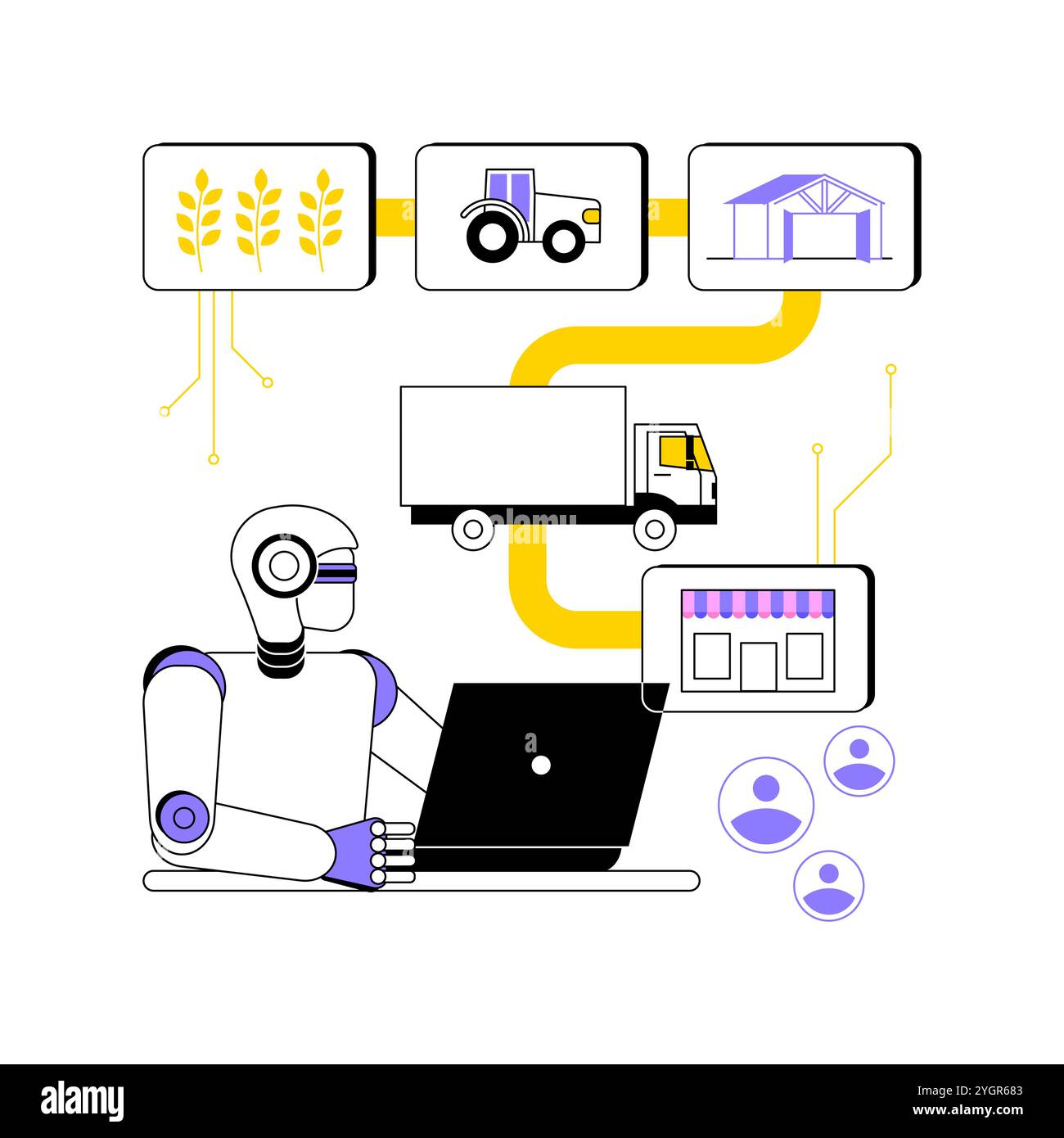 AI-Backed Supply Chain Management abstract concept vector illustration ...