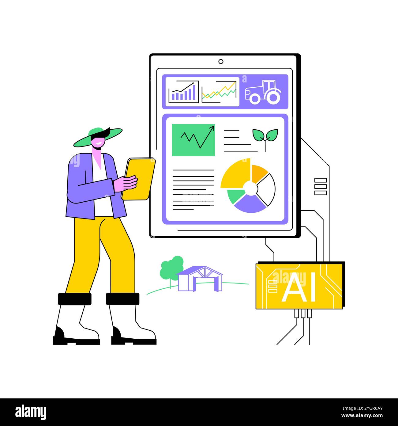 AI-Supported Sustainable Farming abstract concept vector illustration ...