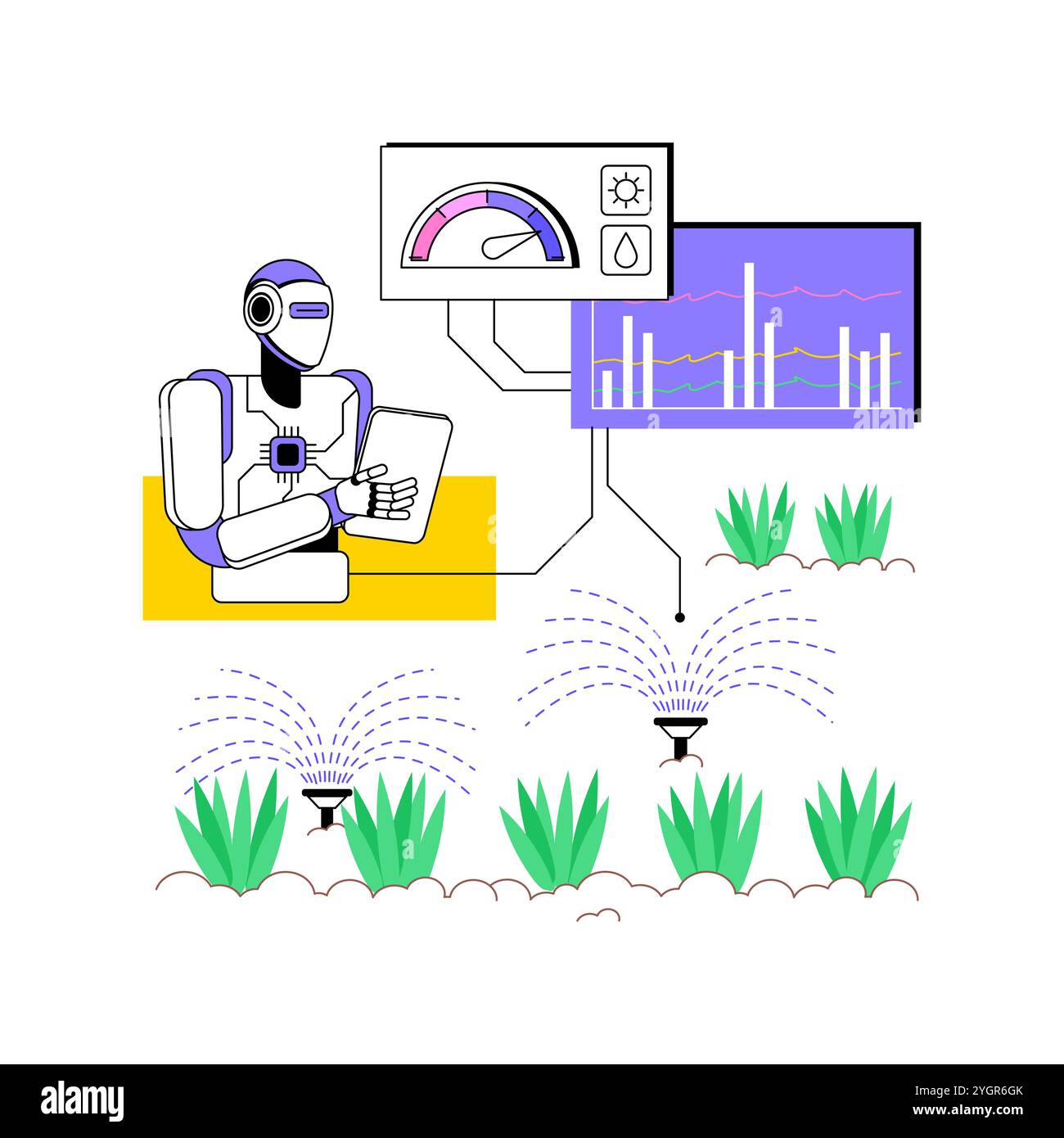 AI-Powered Irrigation Management abstract concept vector illustration ...