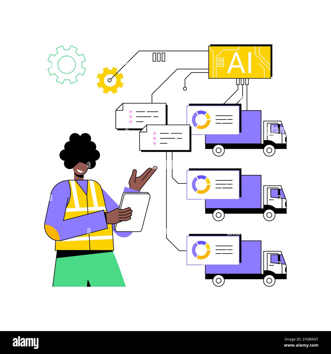 AI-Enhanced Fleet Management abstract concept vector illustration Stock ...