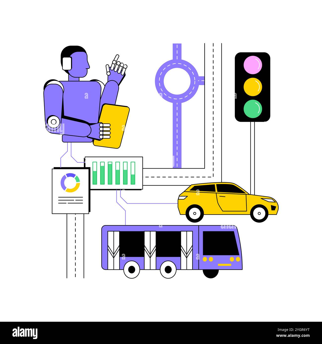 AI-Analyzed Traffic Management abstract concept vector illustration ...