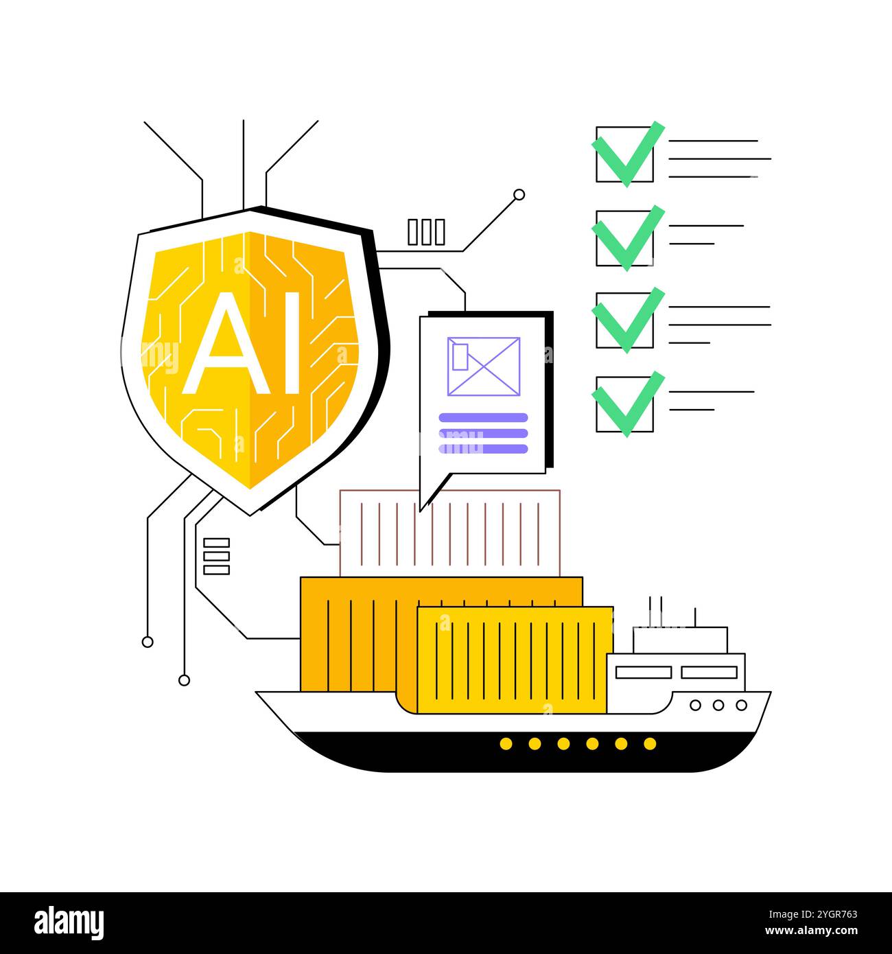 AI-Enhanced Cargo Security abstract concept vector illustration Stock ...