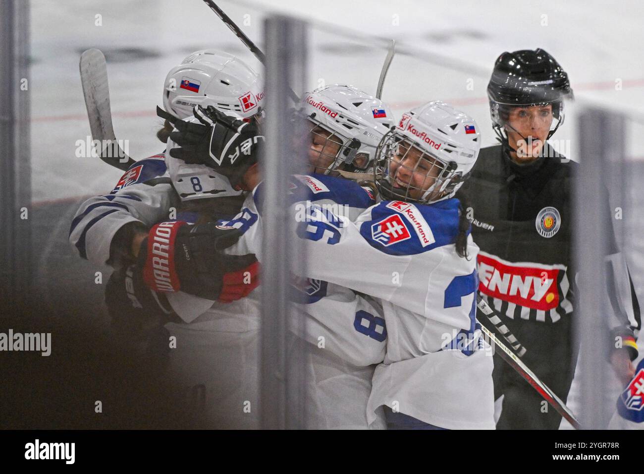 Slovakia's players celebrate after scoring during the Ice Hockey ...