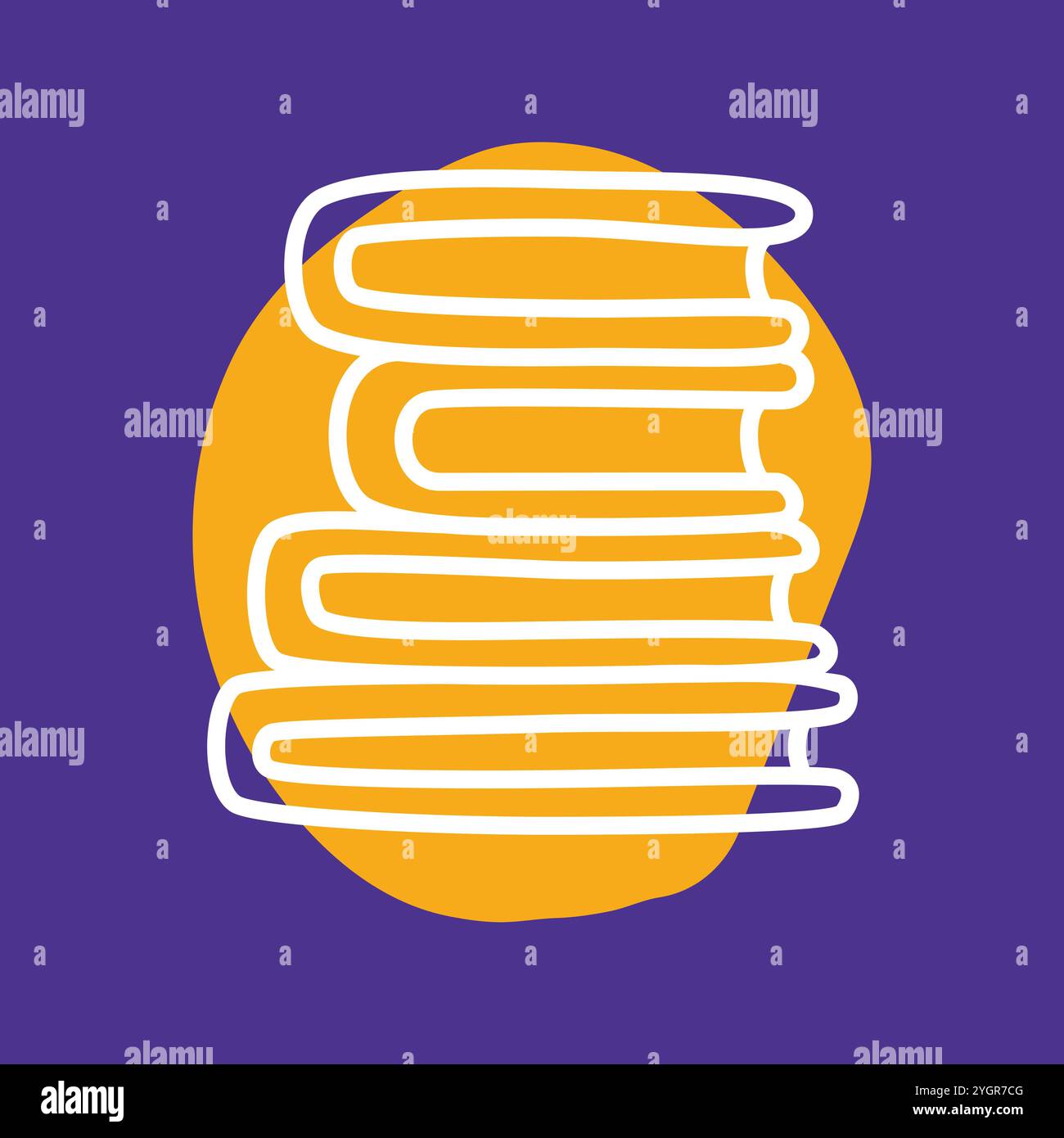 Doodle pile of books icon handdrawn with thin line and colored Stock ...