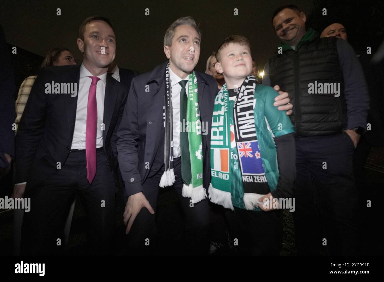 RETRANSMITTED CORRECTING CAPTION Taoiseach Simon Harris poses with 10 ...