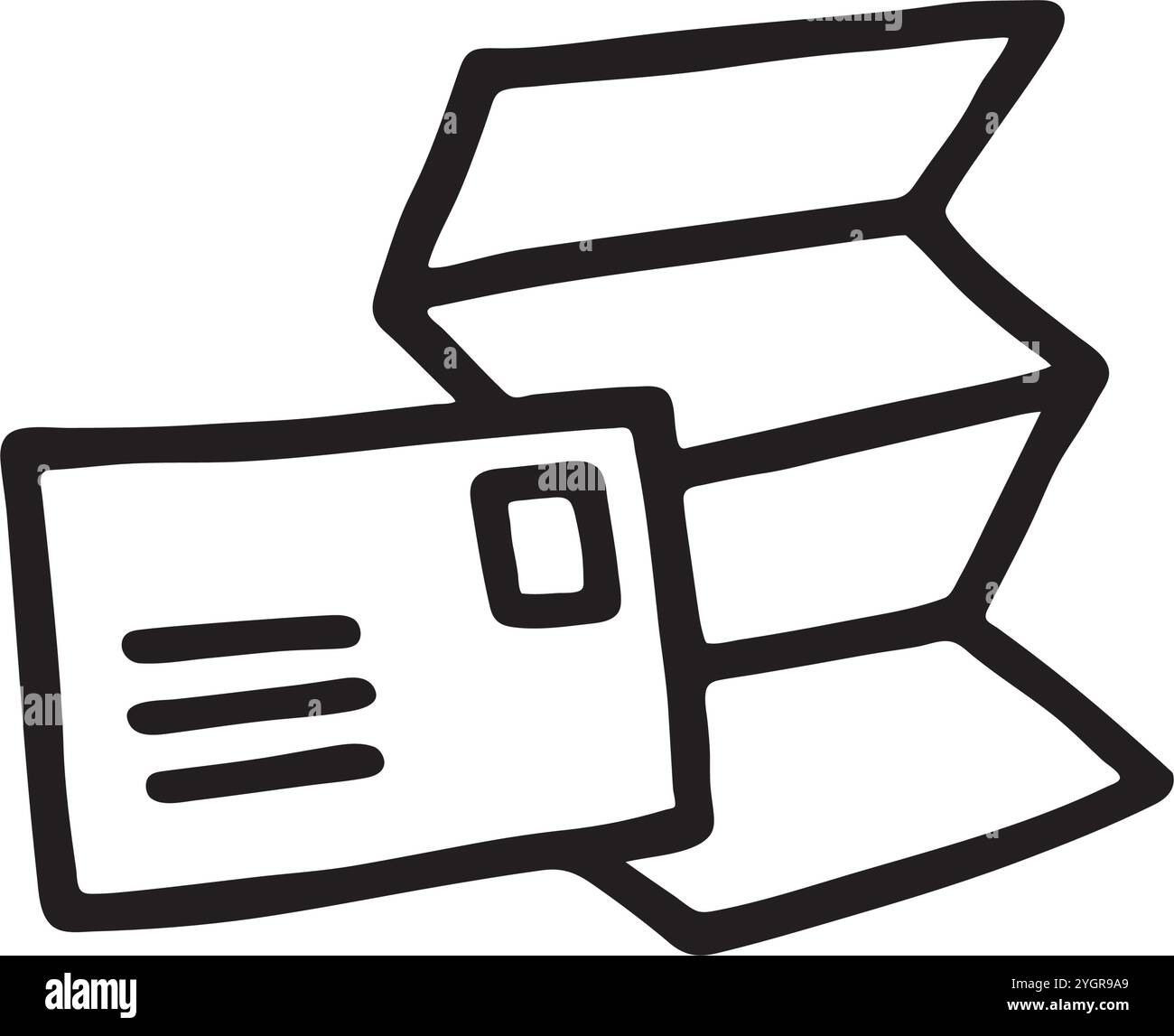 Doodle Open envelope with letter icon or logo, hand drawn with thin ...