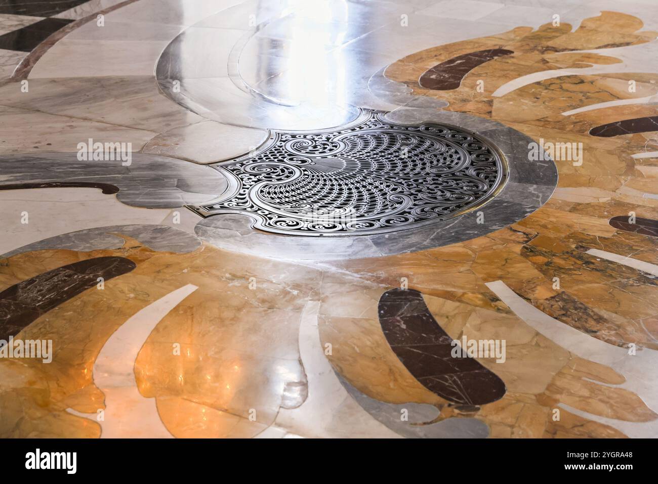 Marble flooring inlay detail inthe restored Marble Hall, New Palace ...