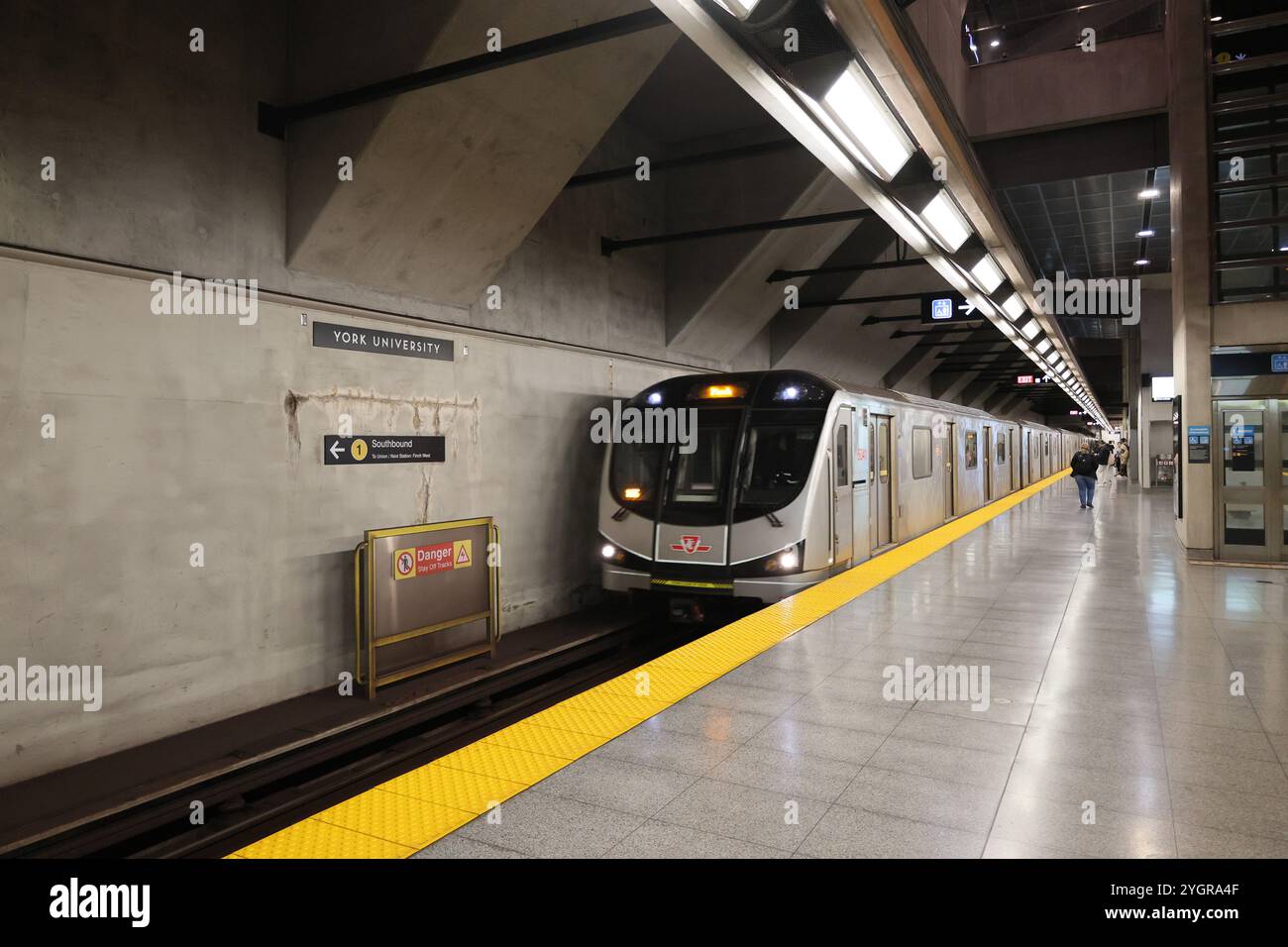 Toronto, Canada - November 8, 2024: Subway train entering York ...