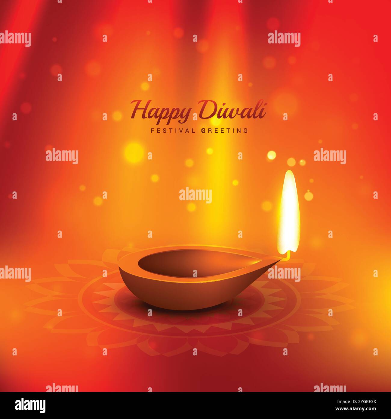 beautiful diwali background with diya and light rays coming from ...