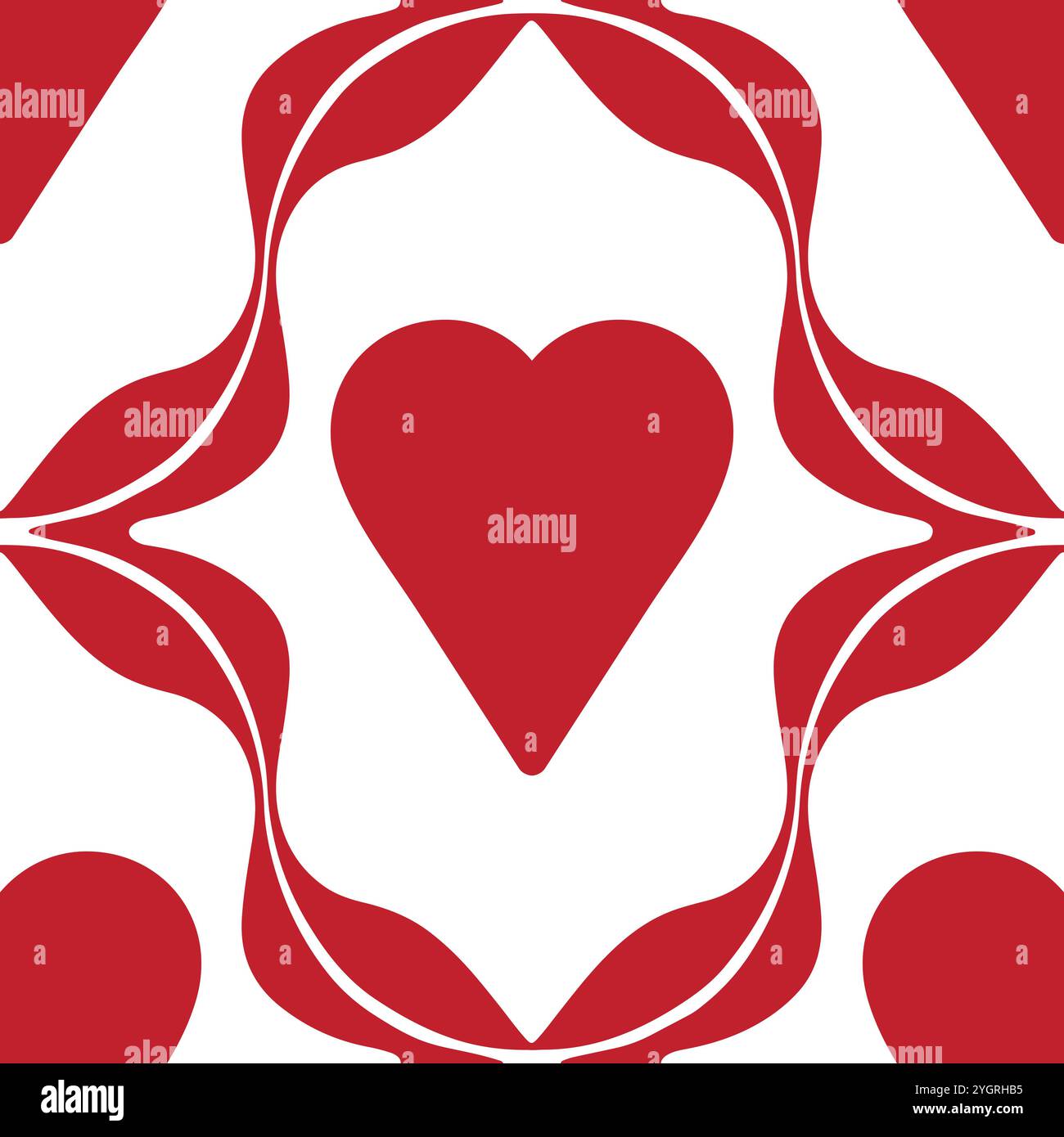 Large scale geometric pattern with heart, classic symbol of playing ...