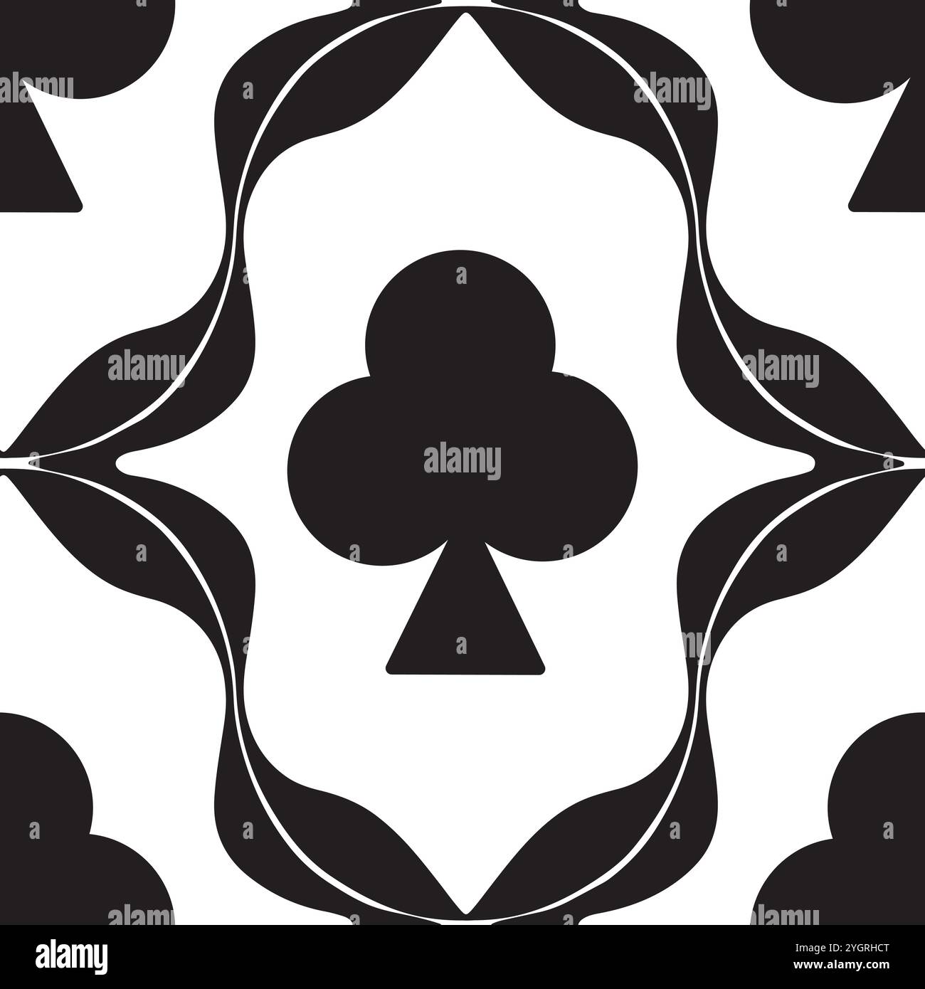 Large scale geometric pattern with club, classic symbol of playing ...